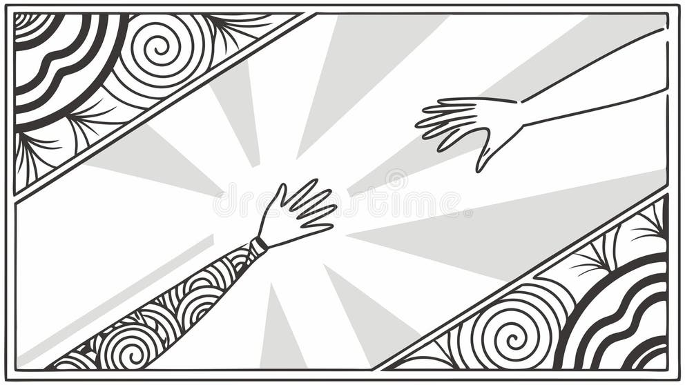 Abstract Hands Reaching Across Geometric Pattern, Vector Design ...