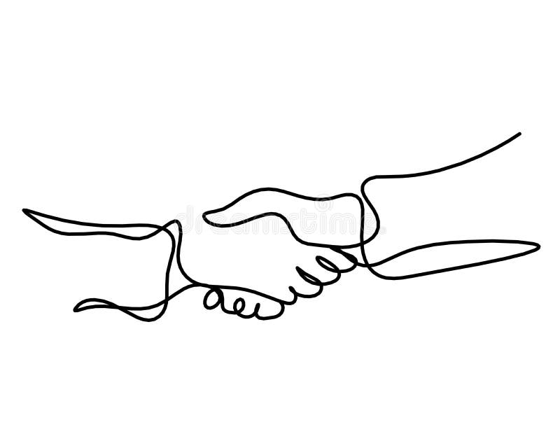 Abstract Handshake As Line Drawing Stock Vector - Illustration of ...