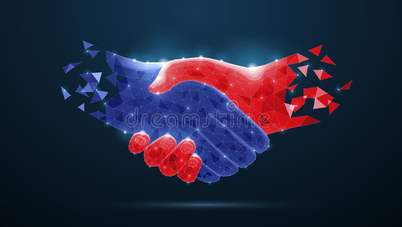 Handshake. on Blue Background Stock Vector - Illustration of friendly ...