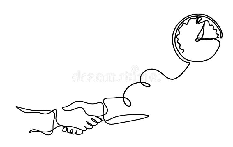 Abstract Handshake and Trophy As Line Drawing on White Stock ...