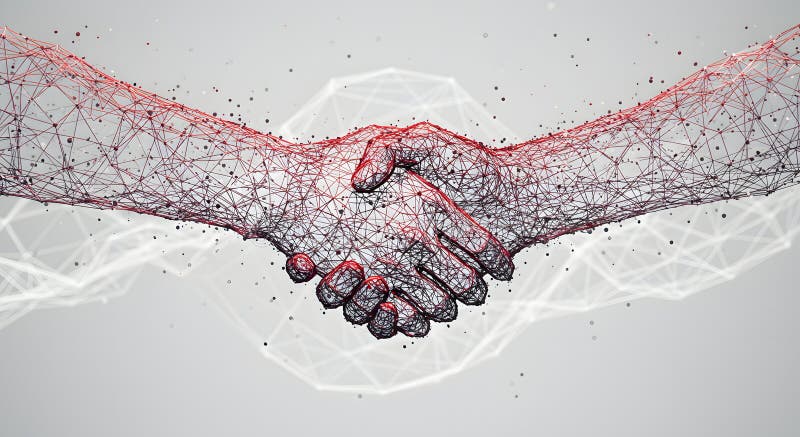 Abstract Handshake Design Represents Partnership Agreement and Modern ...