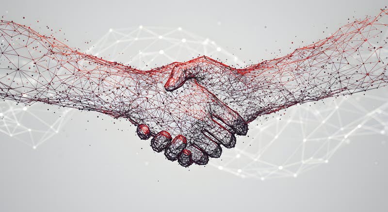 Abstract Handshake Graphic Representing Digital Partnership and ...