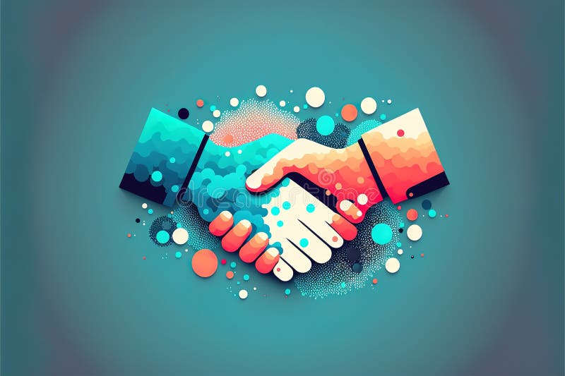 Abstract Handshake Isolated on Blue Background. Generative AI Stock ...
