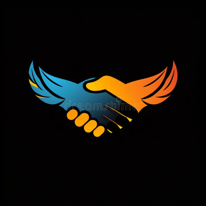 Abstract Handshake Logo Featuring Modern Design and Vibrant Gradient ...