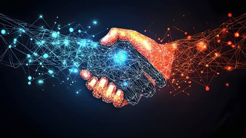 Abstract Handshake Representing Digital Cooperation Stock Illustration ...