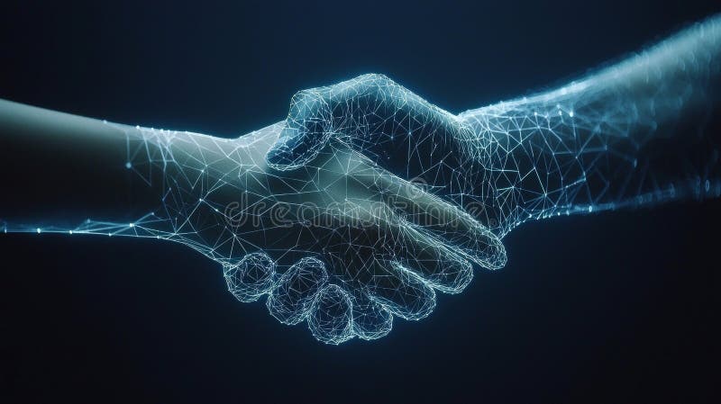 An Abstract Handshake Set Against a Blue Modern Illustration or ...