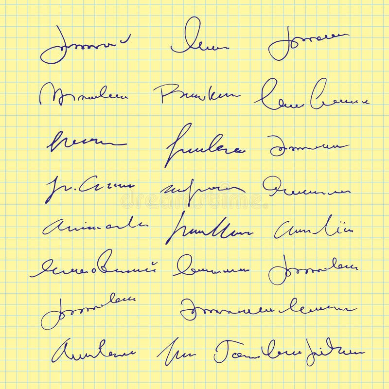Abstract Handwritten Signatures for Design Documents Stock Photo ...