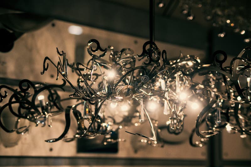 Abstract Hanging Metal Lamp Stock Image - Image of steel, abstract ...