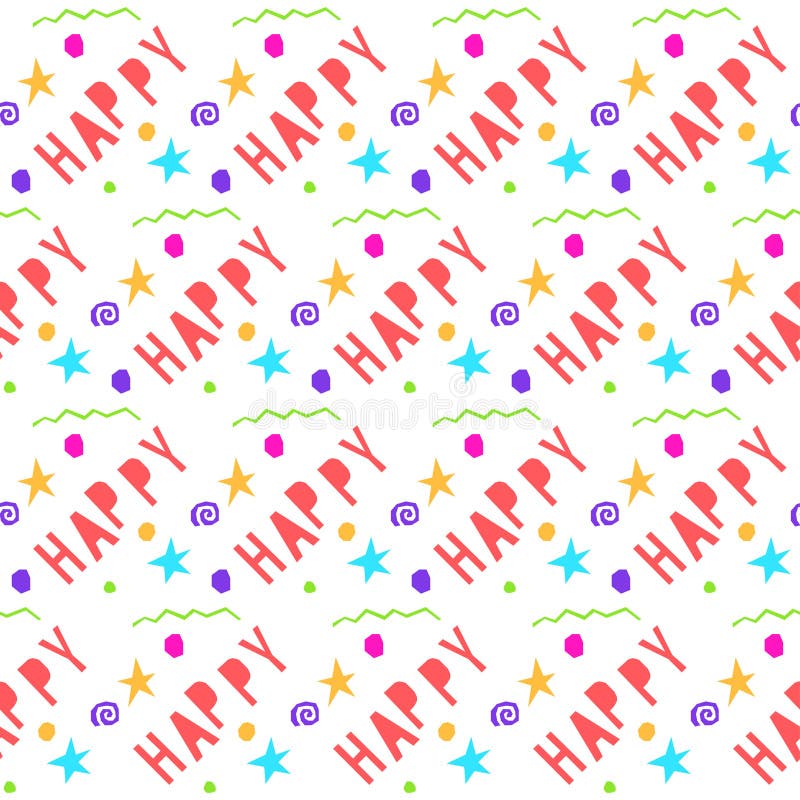 Abstract Happy Seamless Pattern Background. Stock Vector - Illustration ...