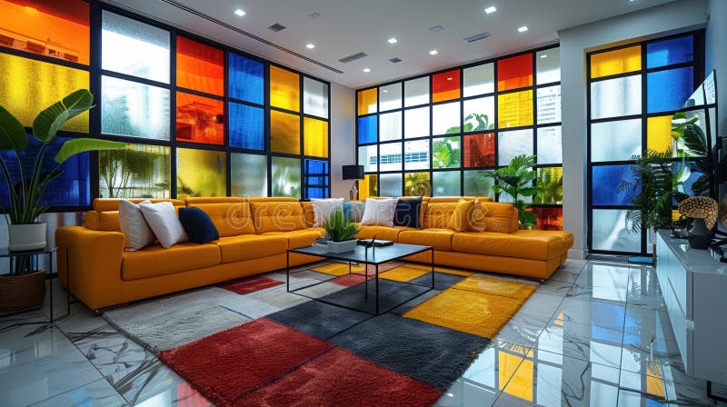 Abstract Harmony Interior Design of a Living Room Stock Illustration ...