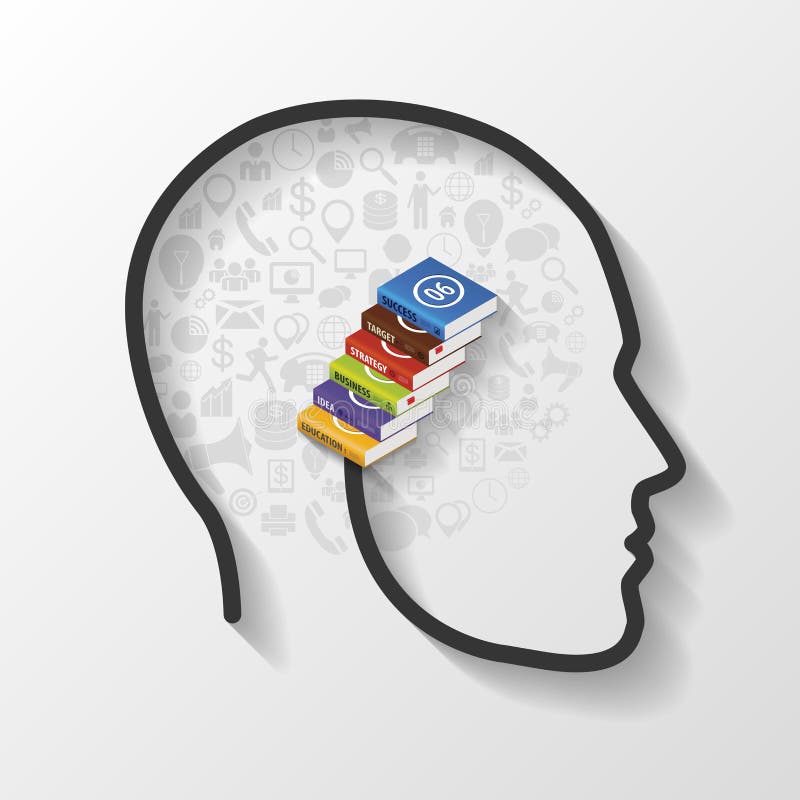 Abstract Head with Books and Icons. Infographics Stock Vector ...