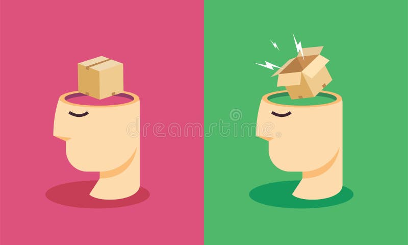 Abstract Head with Box on Top of the Head. Isolated Vector Illustration ...