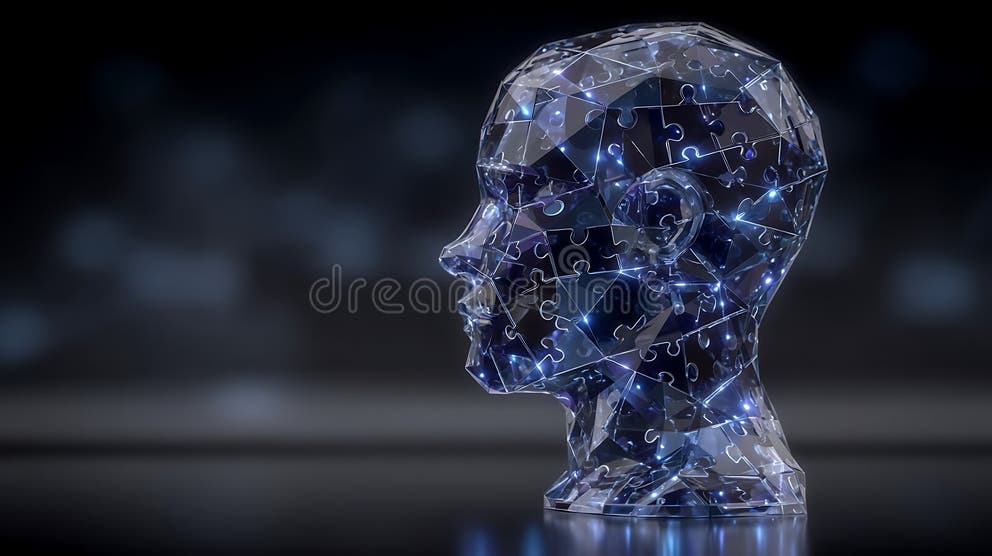 Abstract Head Constructed from Puzzle Pieces Symbolizing Intelligence ...
