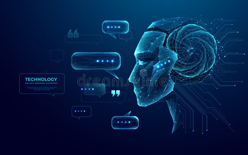 Abstract Head of the Humanoid Robot Android with Talk Bubble Speech ...