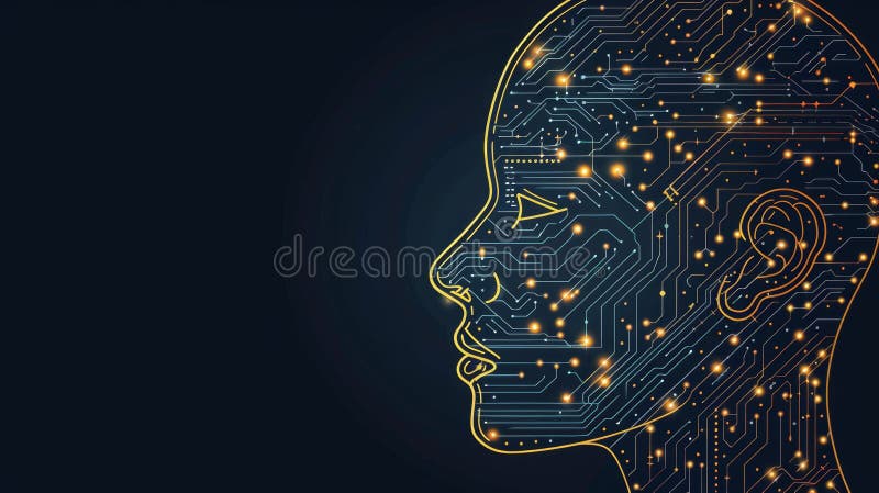 Abstract Head Outline Merges with Circuit-patterned Brain, Representing ...