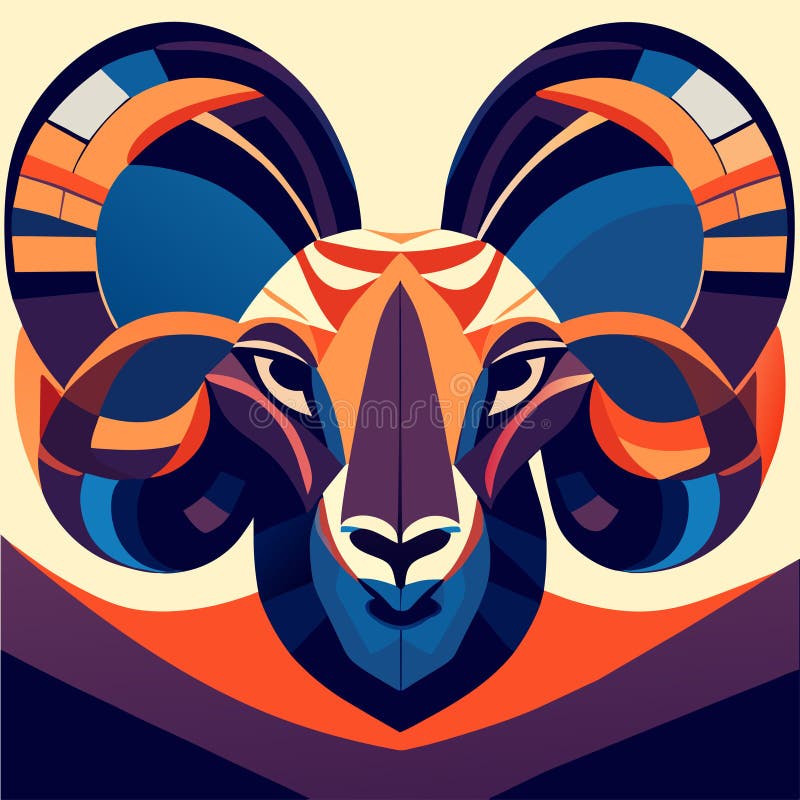 Abstract Head of the Ram. Vector Illustration in a Flat Style Stock ...