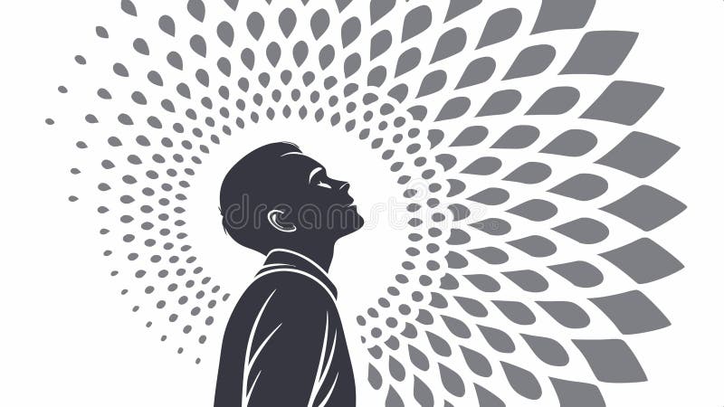 Abstract Head Silhouette with Radial Lines, Conceptual Thinking Vector ...