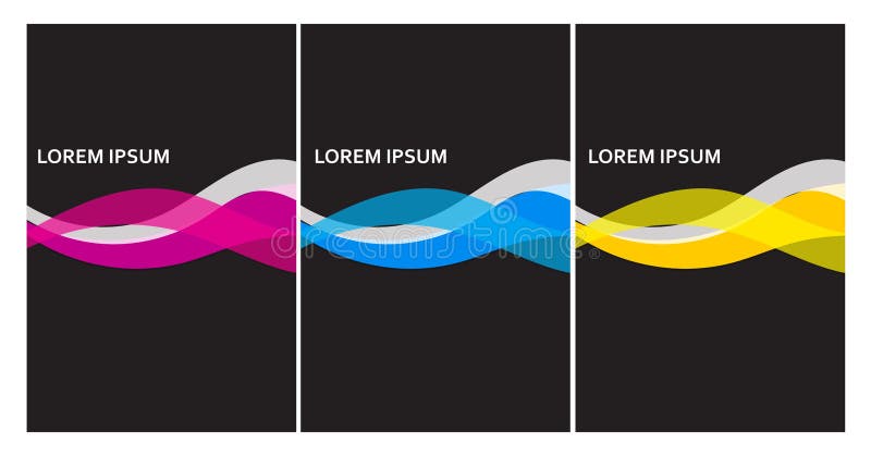 Abstract Header Blue Pink Yellow Wave on Black Background. Template Set ... Abstract Header Blue Pink Yellow Wave on Black Background. Template Set ...