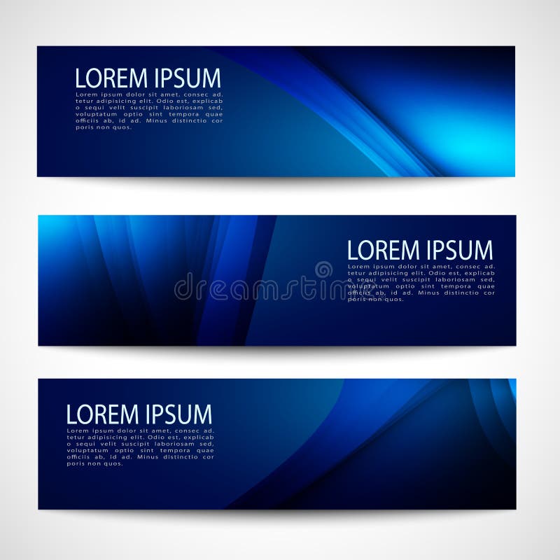 Abstract Header Dark Blue Wave Black Background Vector Design Stock ...