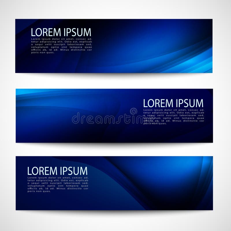 Abstract Header Dark Blue Wave Black Background Vector Design Stock ...