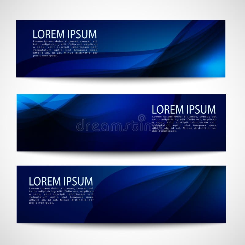 Abstract Header Dark Blue Wave Black Background Vector Design Stock ...