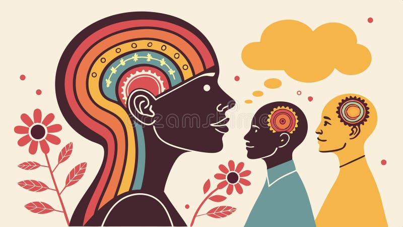 Abstract Heads with Gears and Thought Pathways Representing Mind and ...