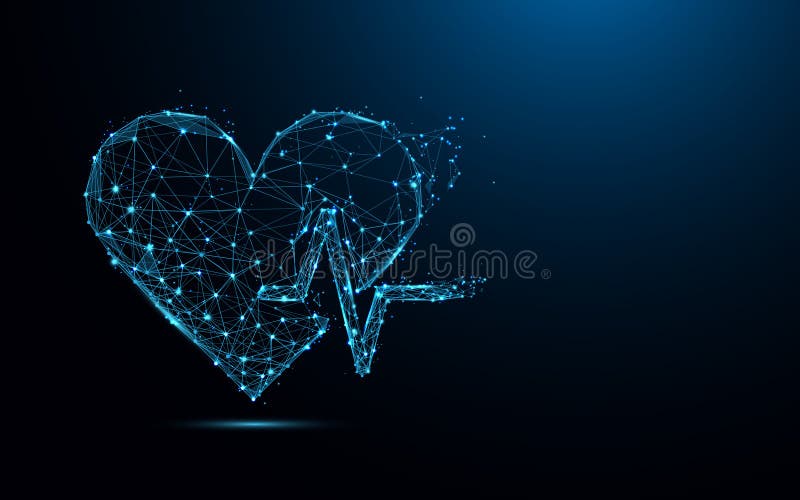 Abstract Heart Beat Form Lines and Triangles, Point Connecting Network ...