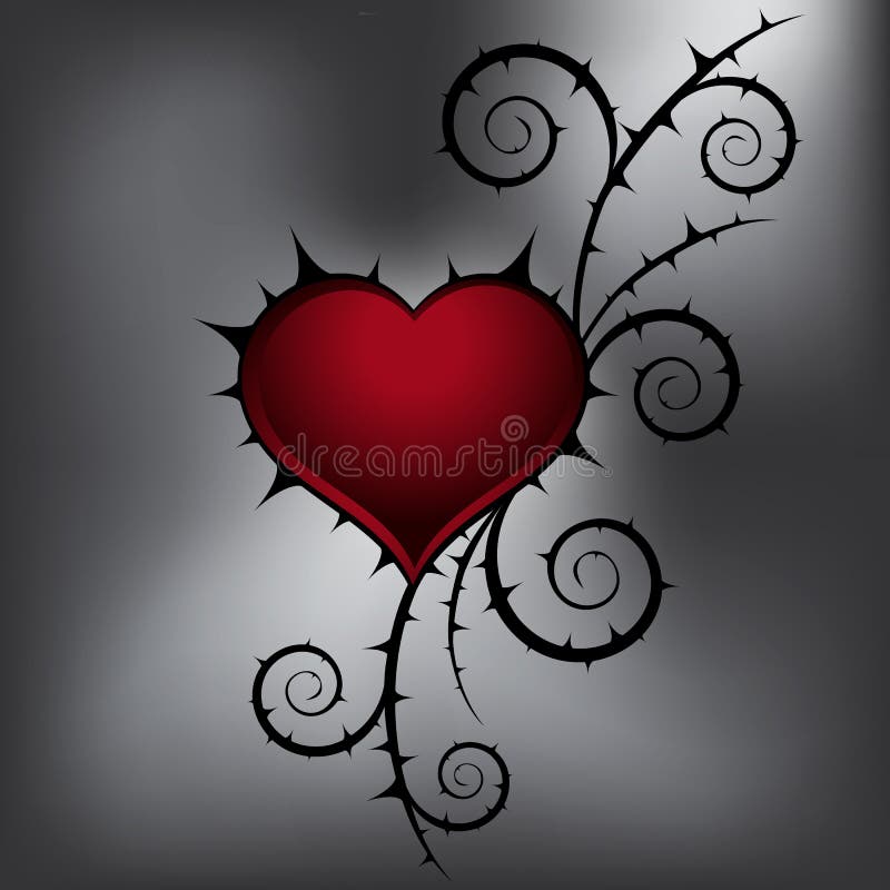 Abstract Heart and Bush Illustration. Floral Element. Stock Vector ...