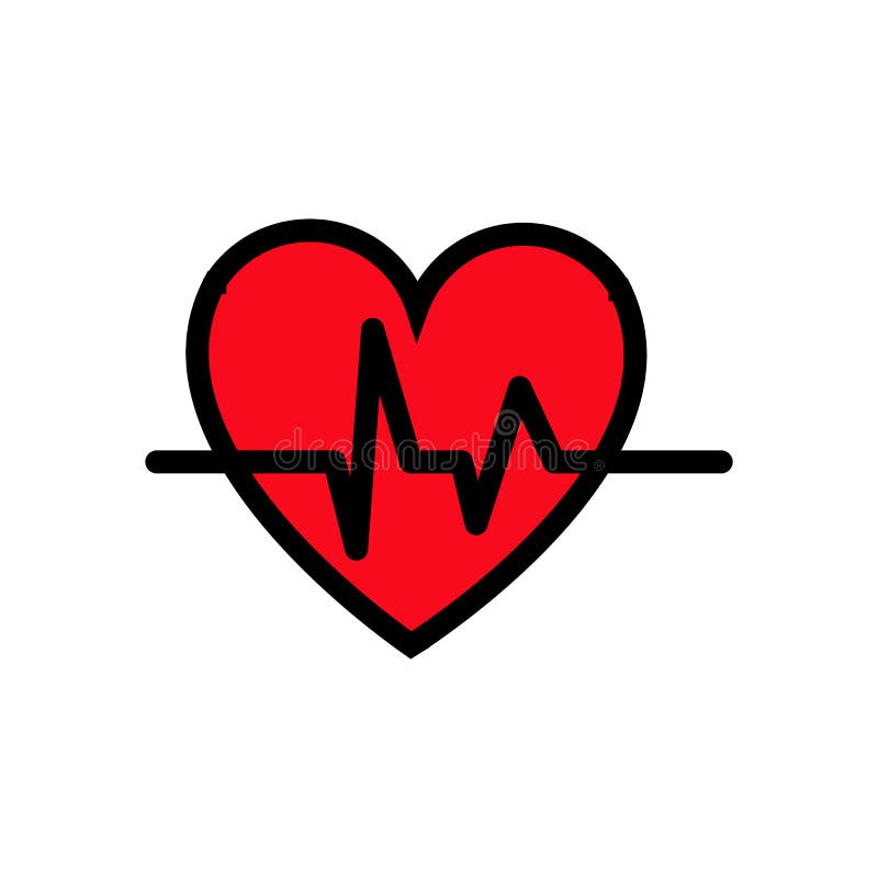 Abstract Heart with a Cardiogram Pattern and Pulse, Simple Icon on a ...