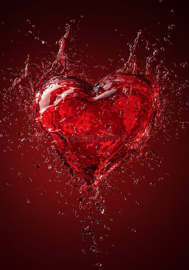 Abstract Heart Created Liquid Splash Effects Red Background Stock ...