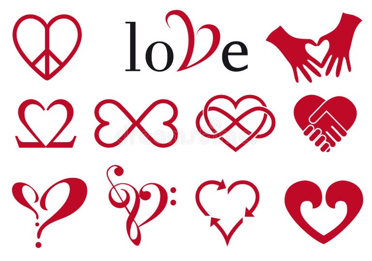 Abstract Heart Designs, Vector Set Stock Vector - Illustration of notes ...