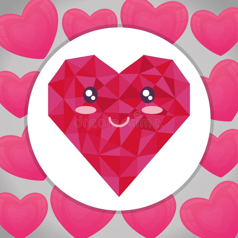 Abstract Heart Face Emoticon Character Stock Vector - Illustration of ...