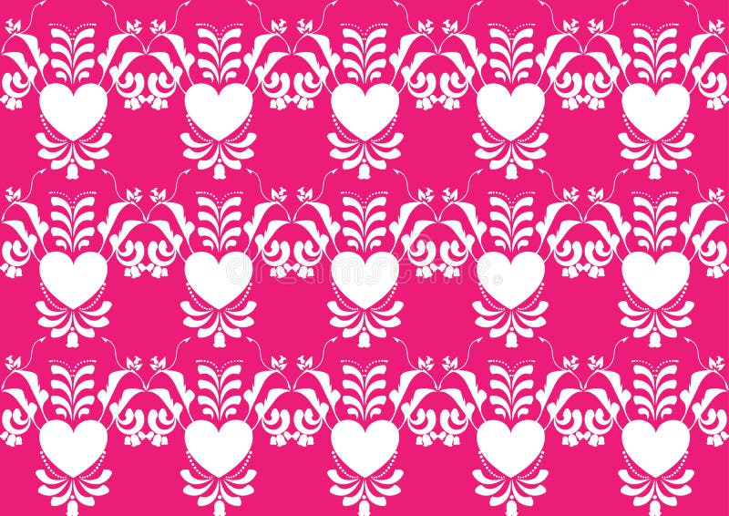 Abstract Heart Flower Pattern on Pink Color Stock Vector - Illustration ...