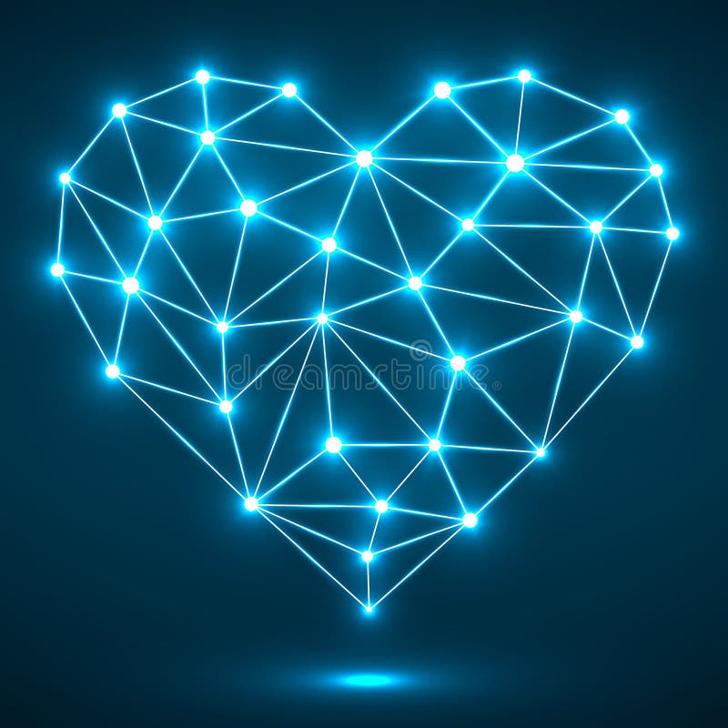 Abstract Heart with Glowing Dots and Lines, Network Connections Stock ...