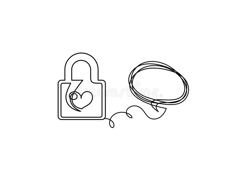 Lock Continuous Line Drawing Stock Illustrations – 486 Lock Continuous ...