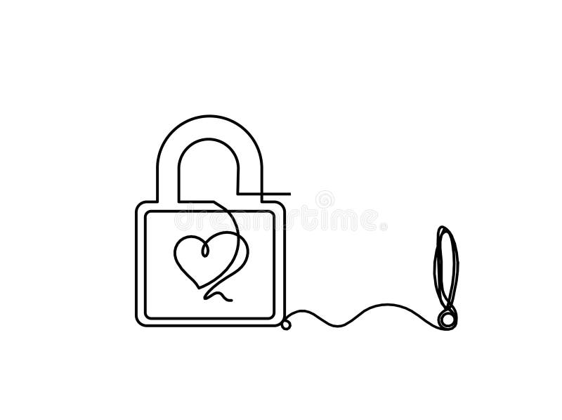 Lock Continuous Line Drawing Stock Illustrations – 486 Lock Continuous ...