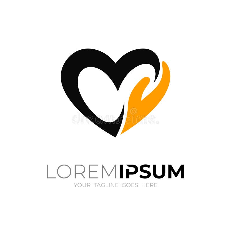 Abstract Heart Logo and Hand Design Template, Simple Icon Stock Vector ...