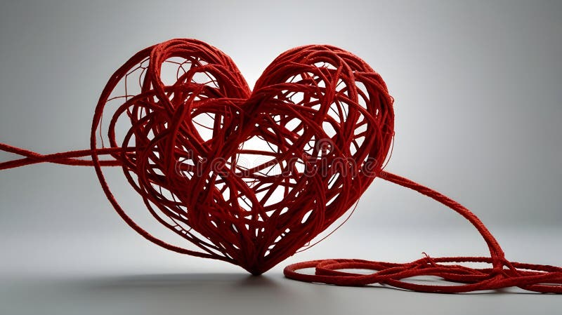 An Abstract Heart Made from Tangled Red Thread, Representing the Bonds ...