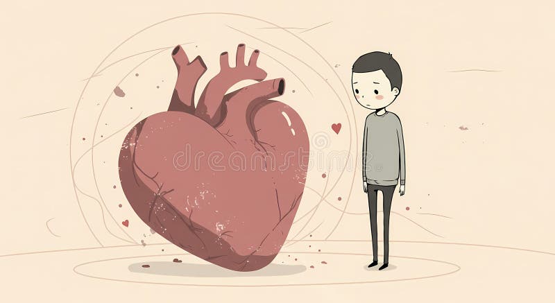 Abstract Heart and Minimalist Character Illustration for Anxiety and ...