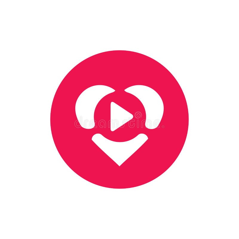 Abstract Heart and Play Button Logo, Video Player Icon Vector ...