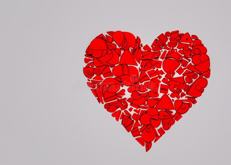 Abstract Heart Shape Made of Various Elements, White Background ...