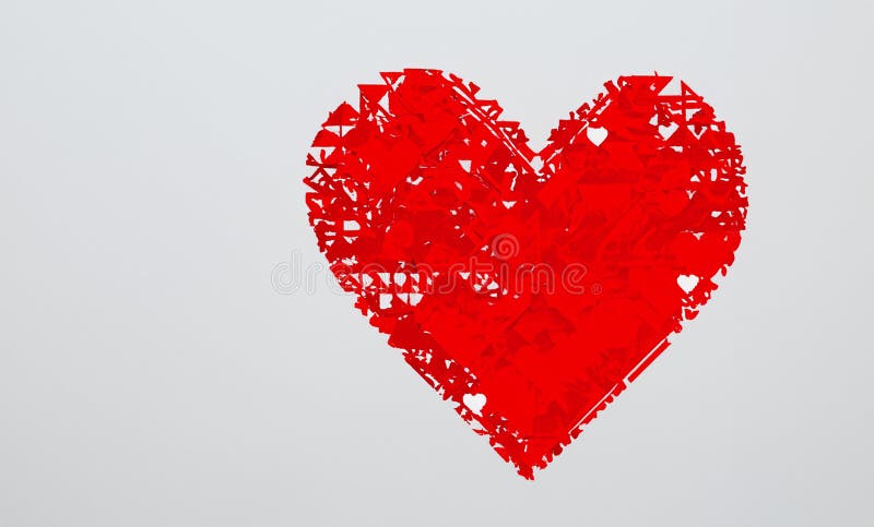Abstract Heart Shape Made of Various Elements, White Background ...