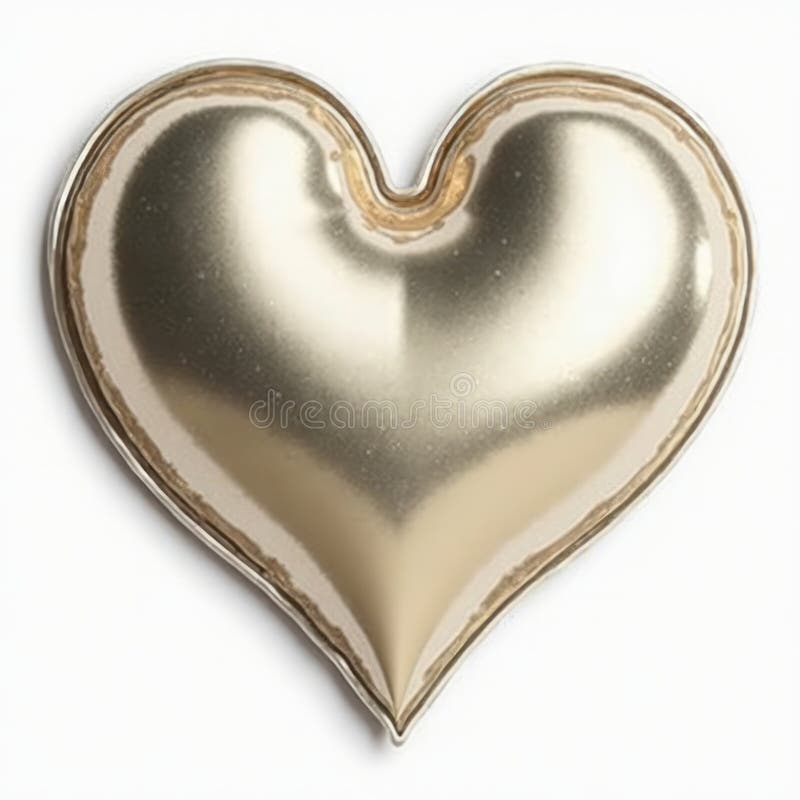 Abstract Heart Shape with Metallic Gradient Shading Isolated on a White ...