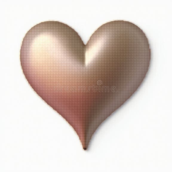 Abstract Heart Shape with Metallic Gradient Shading Isolated on a White ...