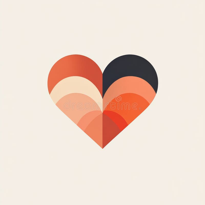 Abstract Heart Shape with Warm Colors and Geometric Design Elements ...