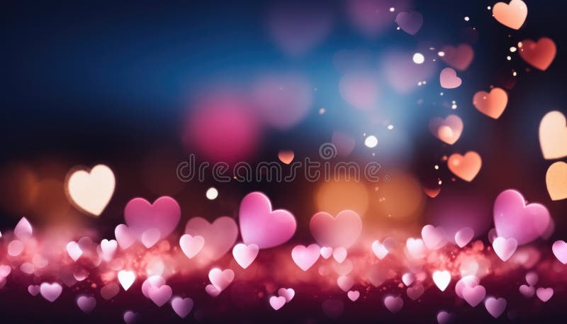 Abstract Heart-Shaped Bokeh Lights in a Dreamy Gradient for Festive or ...