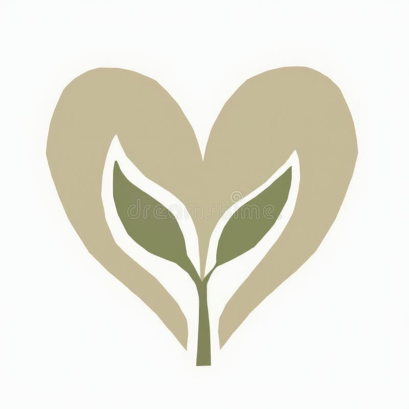 Abstract Heart-Shaped Leaf Symbol Isolated on a White Background Stock ...