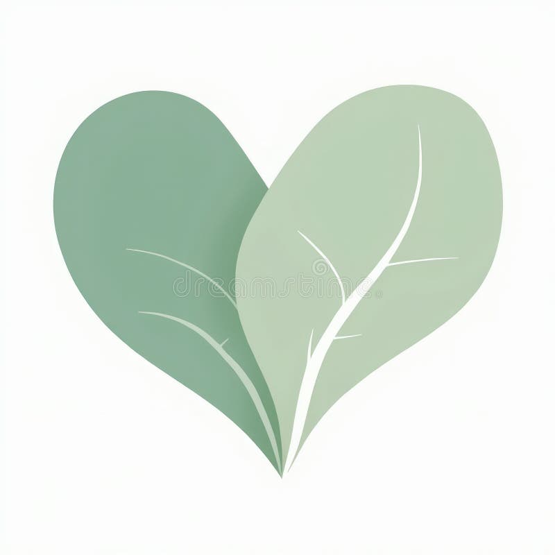 Abstract Heart-Shaped Leaf Symbol Isolated on a White Background Stock ...