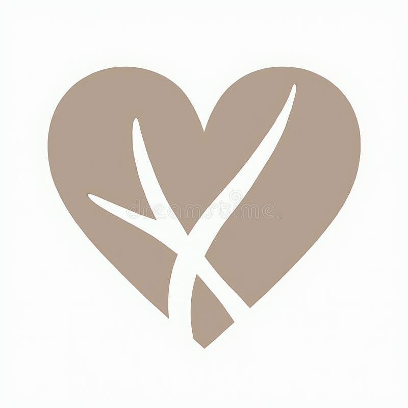 Abstract Heart-Shaped Leaf Symbol Isolated on a White Background Stock ...