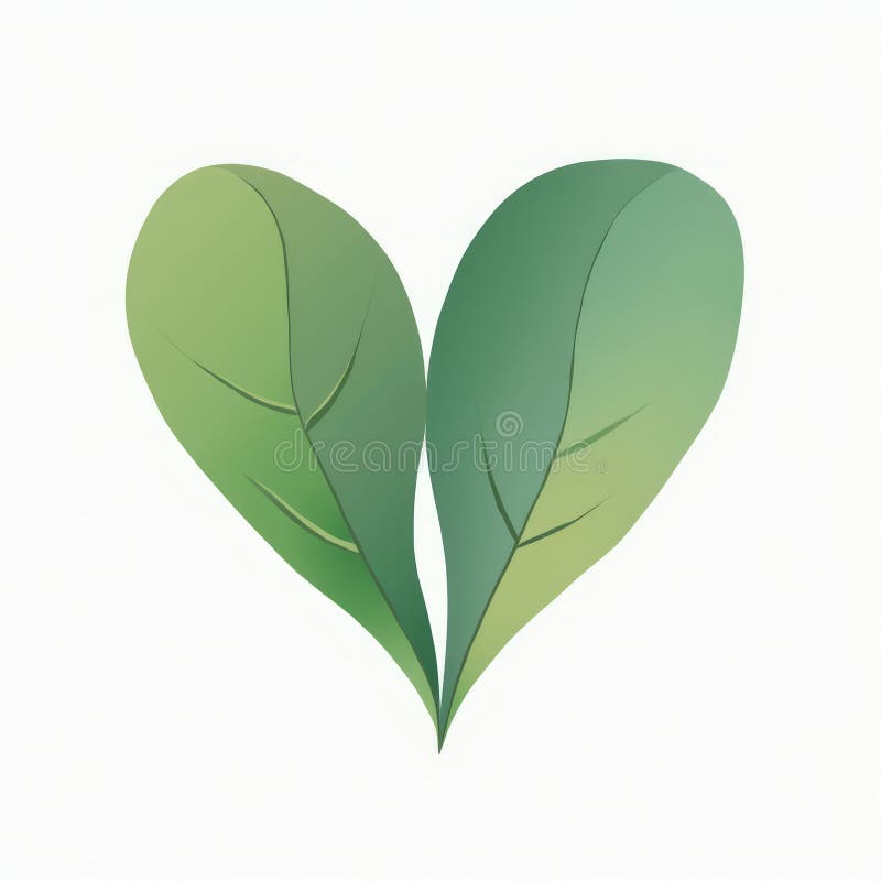 Abstract Heart-Shaped Leaf Symbol Isolated on a White Background Stock ...